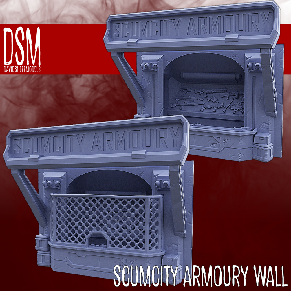 SCUMCITY ARMOURY WALL (for support-less FDM printing)