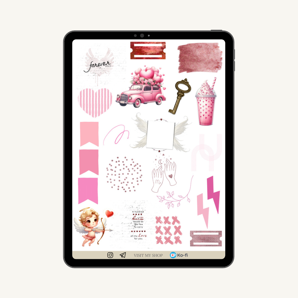 Pink Freebie stickers, GoodNotes & PNG