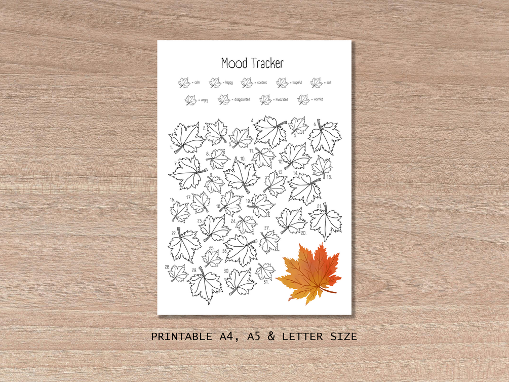 Leaves Mood Tracker | Fall Mood Tracker | Daily Mood Tracker | Journal ...