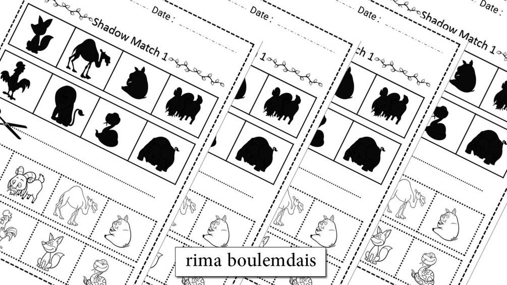 Shadow Matching Animal Cut & Paste Worksheets.