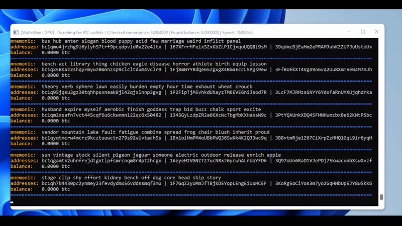 Crypto Wallet Generator & Balance Finder for Lost Bitcoin (BTC)