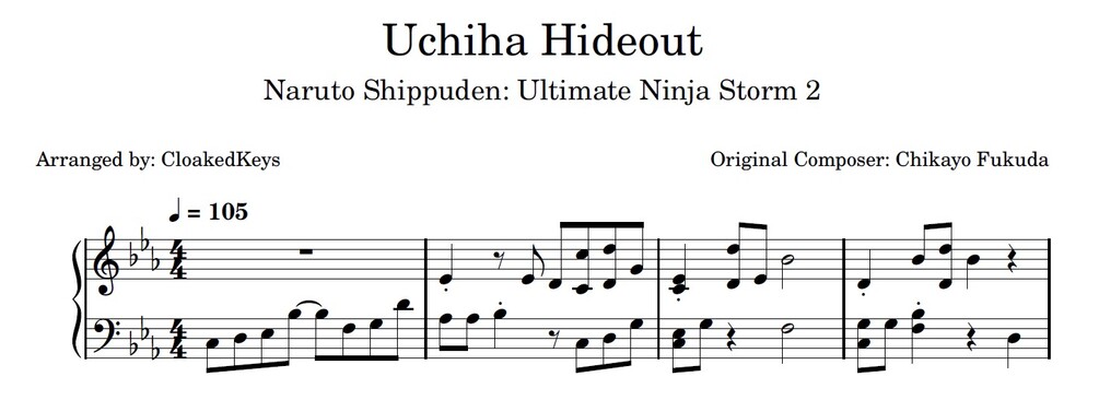 Uchiha Hideout | Naruto Shippuden: Ultimate Ninja Storm 2 [Sheet Music PDF]