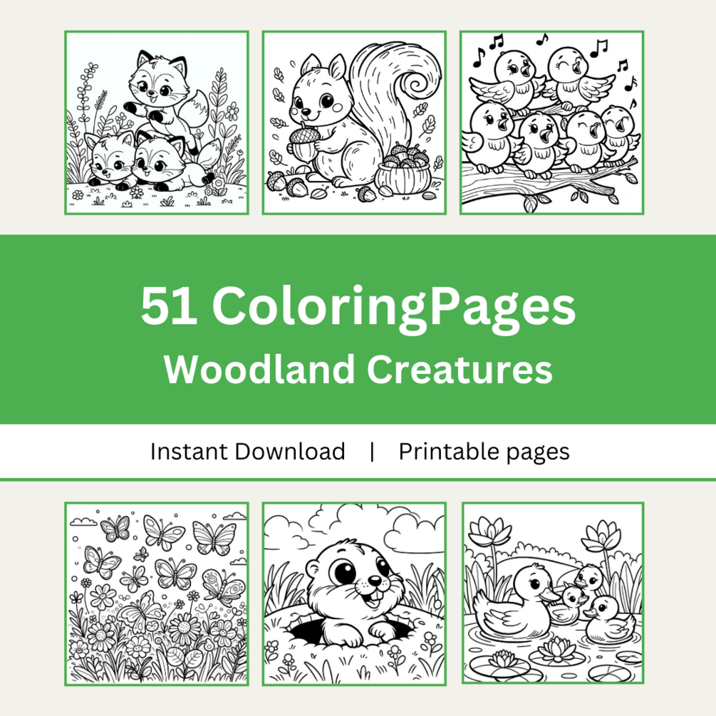 Woodland Creatures Coloring Pages [51 pages!]
