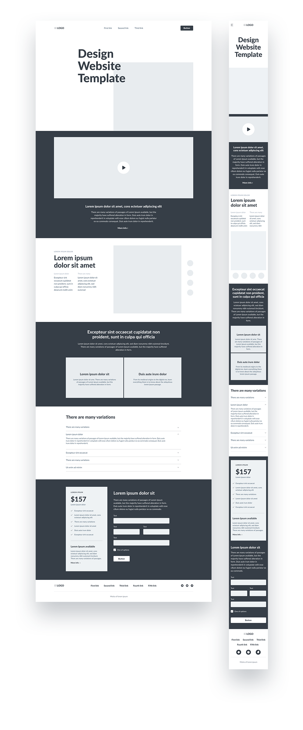 Landing Page Wireframe #79 (Light and Dark theme)