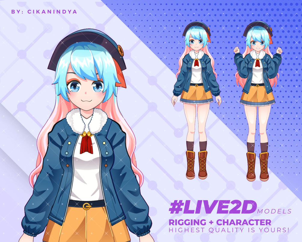VTuber Live2D | Dynamic Vtuber Interactive Live2D Model School Bluepink ...