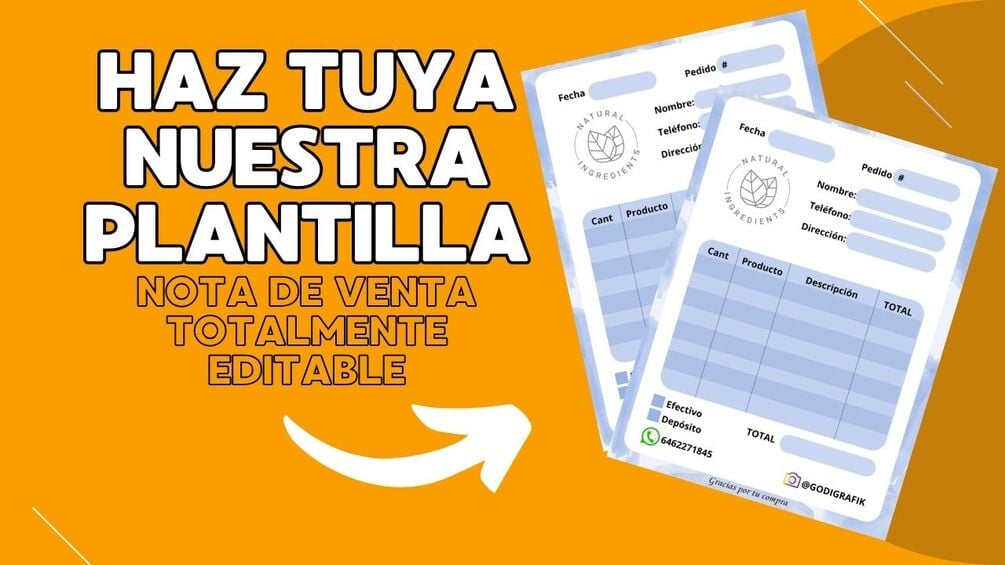 Plantilla Nota de Venta Editable