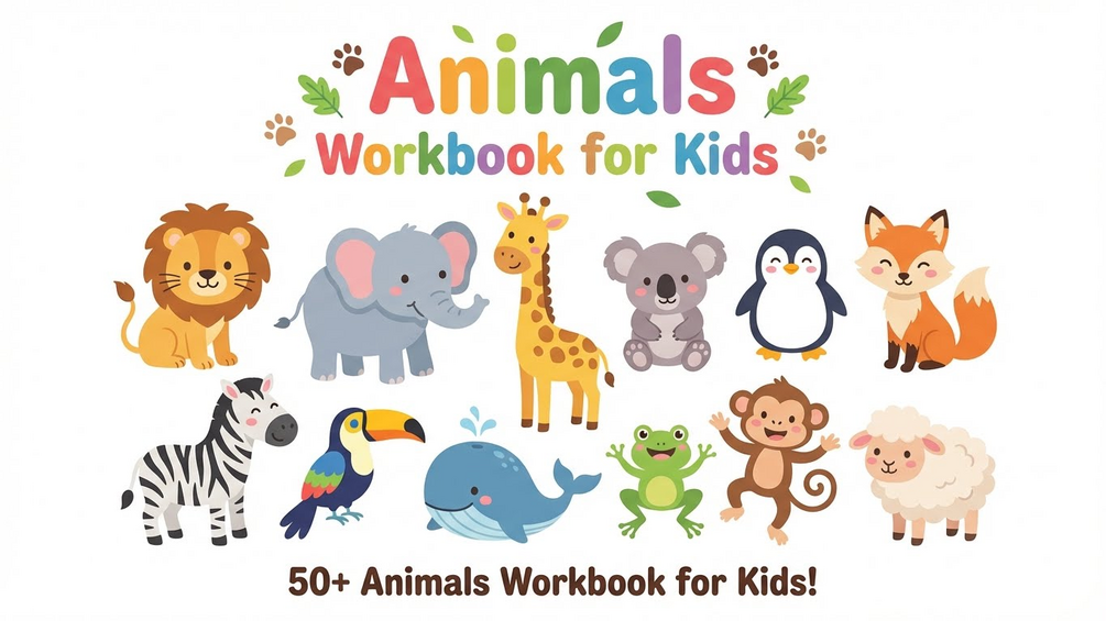 Animals Workbook for Kids: 50+ Animal Identification Worksheets ...