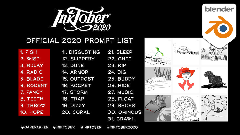 Inktober 2020 - Pack one (01-10)