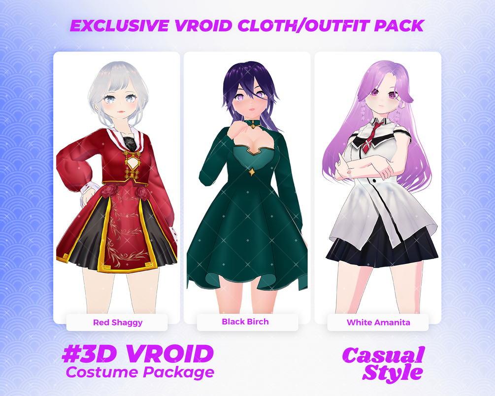 Vroid Style Revolution 3D Casual Girl's Fashion Pack - VRoid Clothing ...