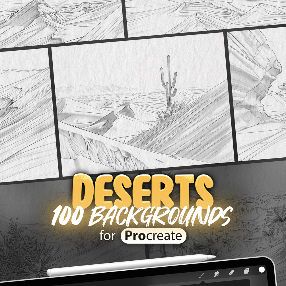 100 Procreate Deserts Backgrounds Collection