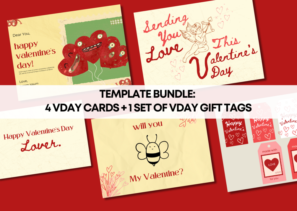 TEMPLATE BUNDLE: VALENTINES CARDS & GIFT TAGS