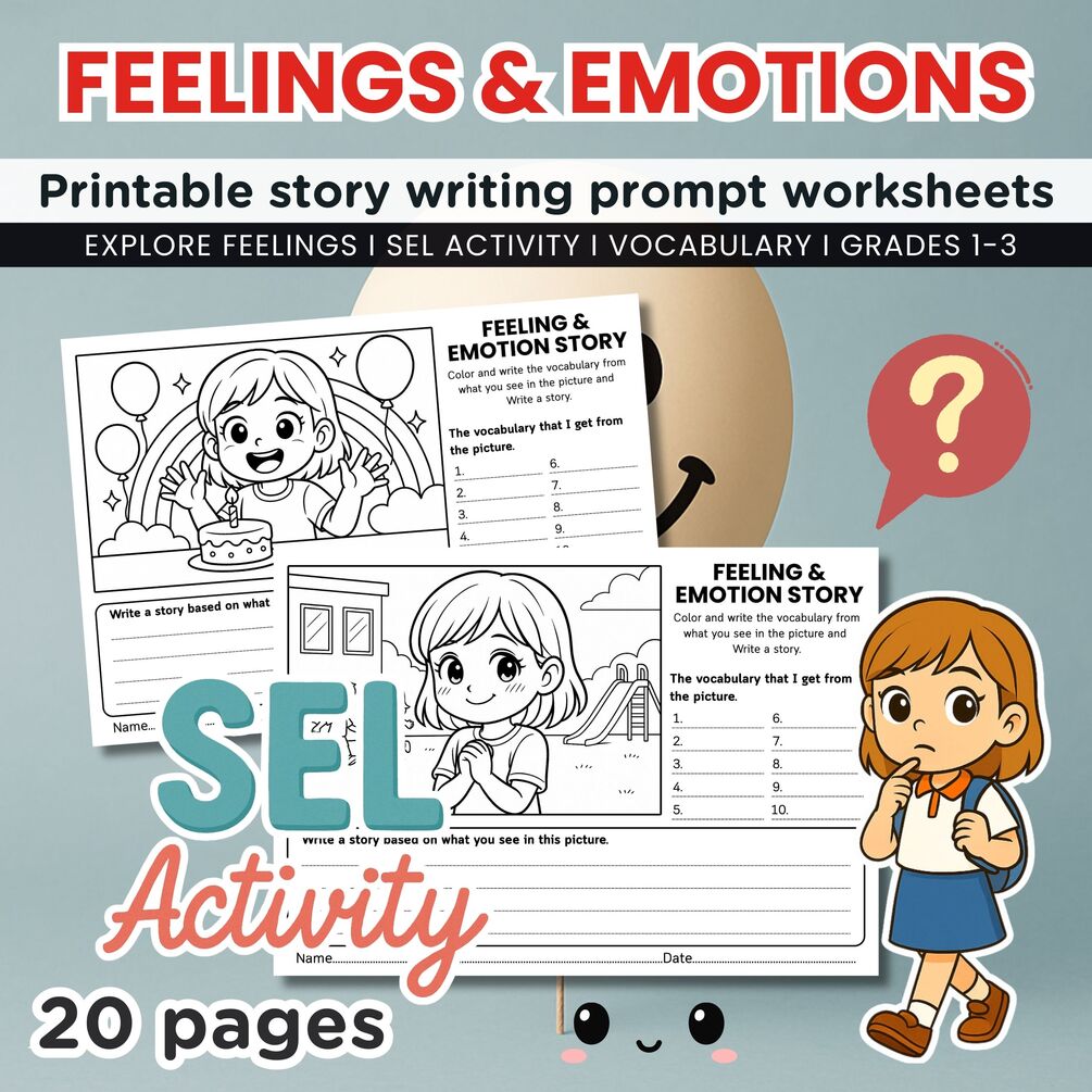 Feeling & Emotion Story Writing Prompt Worksheets for Grades 1-3 ...