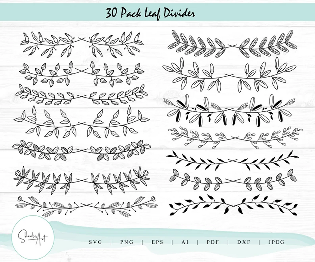 Greenery leaf divider svg bundle, decorative border, leaves svg, leaf ...
