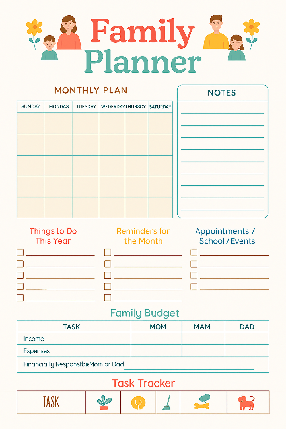 Family Monthly Planner