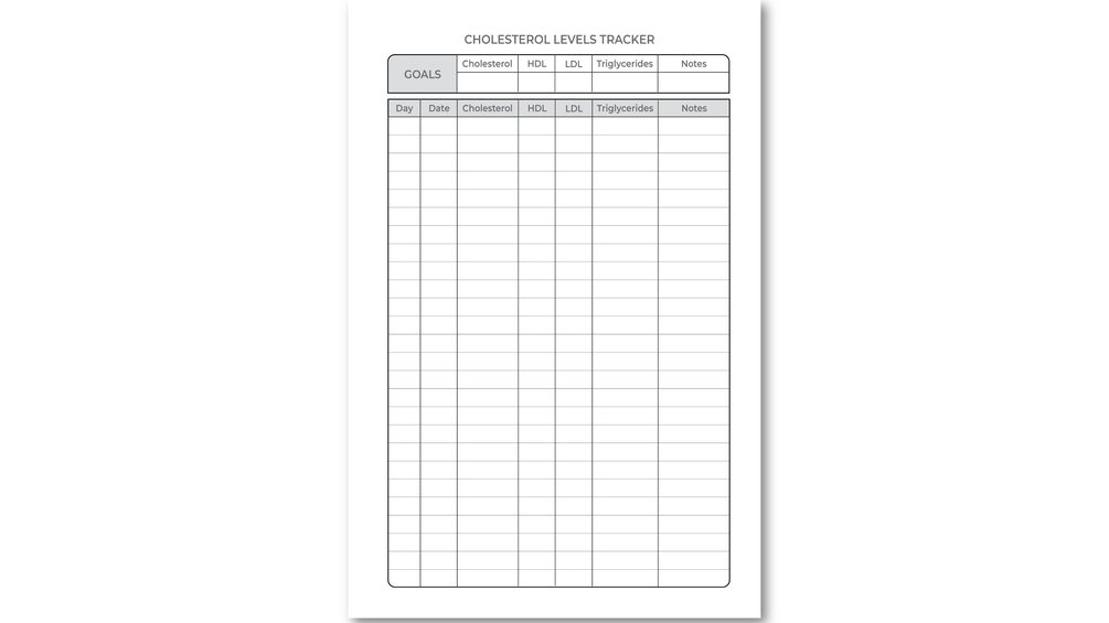 Cholesterol Levels Tracker Interior - 110 Pages