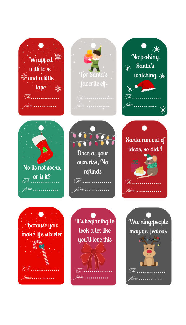 Funny Christmas Gift Tags humor realistic for friends and family gifts