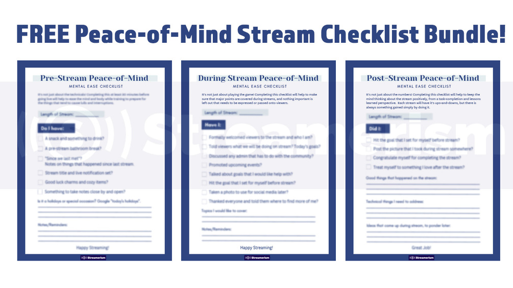 FREE Stream Piece-of-Mind Checklists