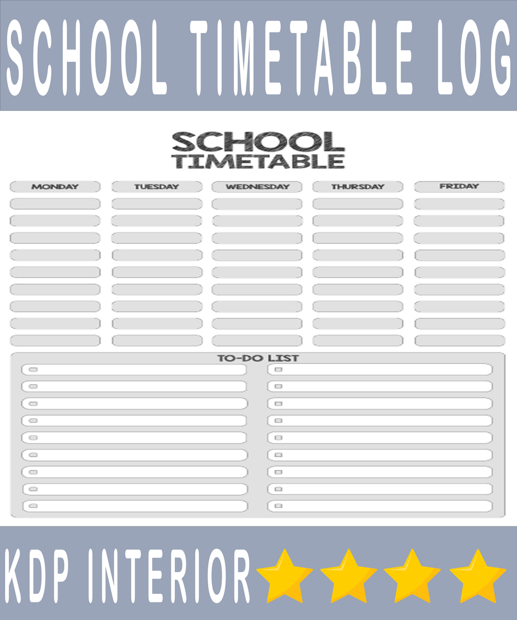 SCHOOL TIMETABLE BOOK: MONDAY TO FRIDAY DAILY PLANNER FOR STUDENTS AND ...