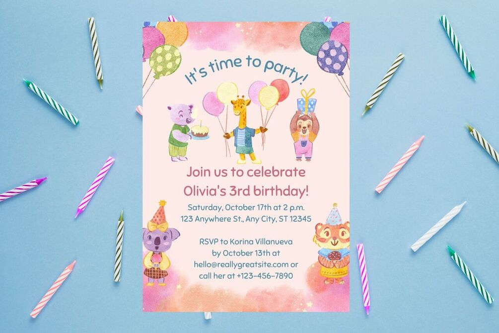 Editable Little Miss Onederful Birthday Invitation