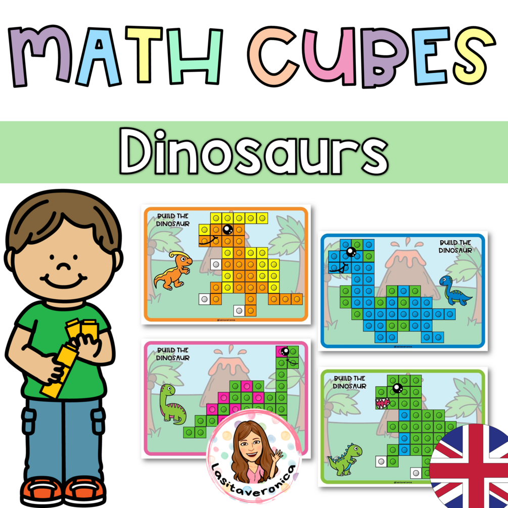 Dinosaurs Snap cubes. Math link. Fine Motor.