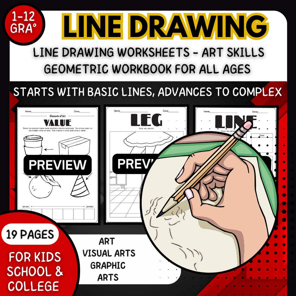 Line Drawing Worksheets - Art Skills Workbook for All Ages