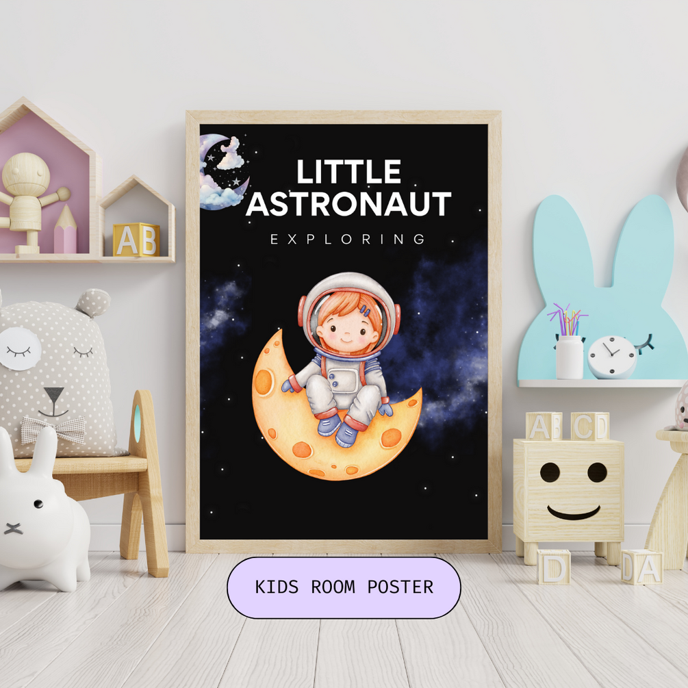 Little Astronaut Printable Poster File with Name Customization for Kids 04
