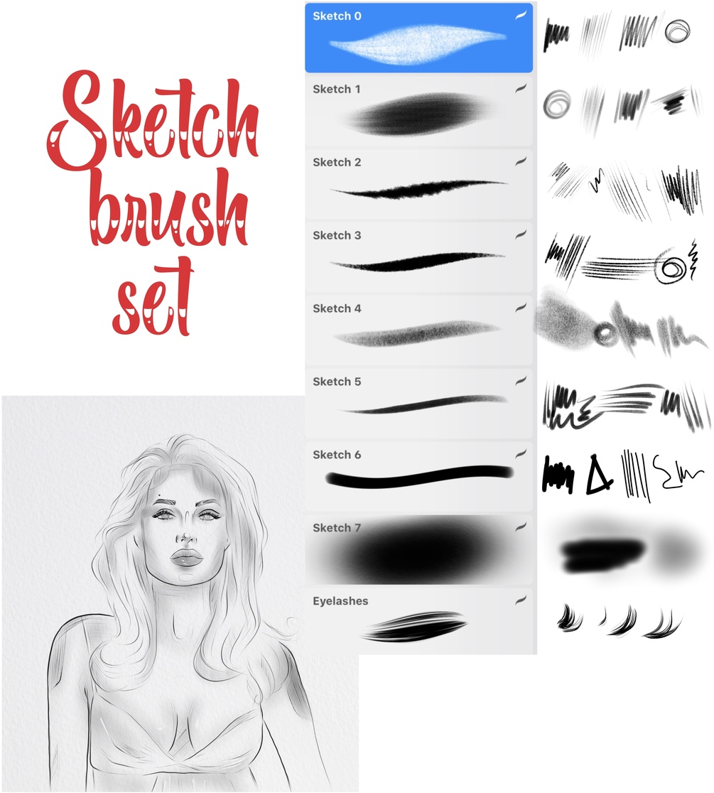Sketch brush set for Procreate