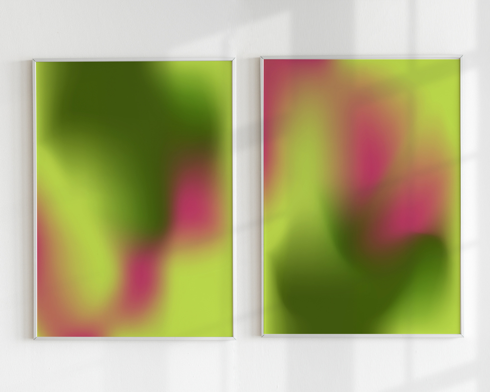 Gradient Wall Art Set of Two, Unique Birthday Gift Idea, Aura Gradient ...