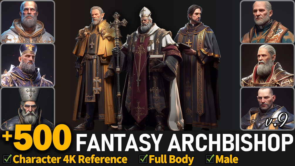 500 Fantasy Male Archbishop (Full Body) - Character Reference Image ...