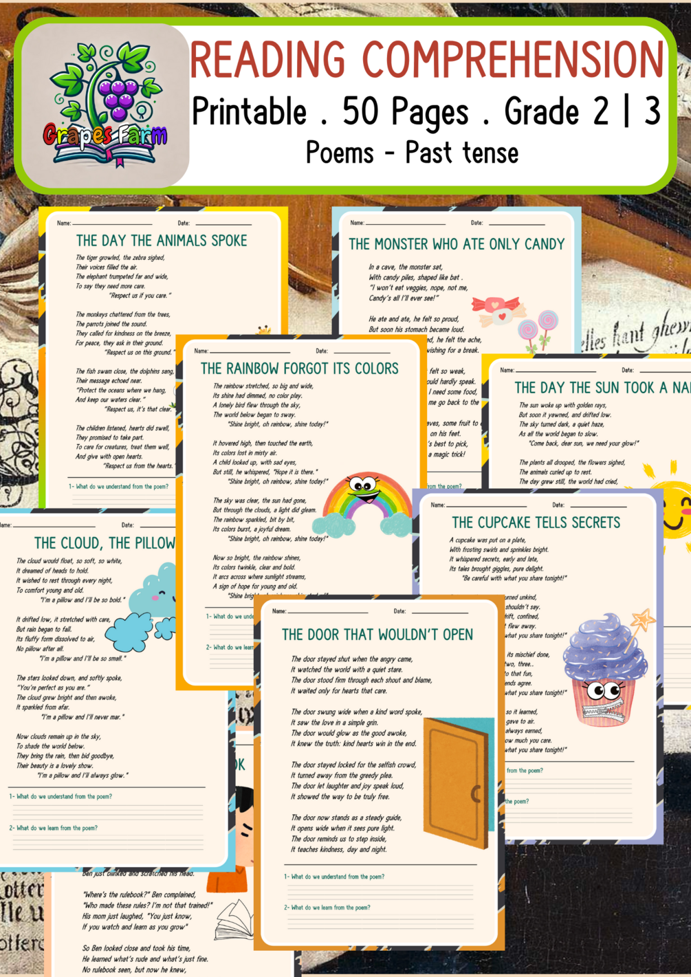 Grade 2, 3 | Poem Reading Comprehension Workbook