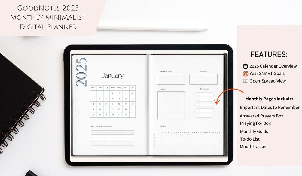 GoodNotes 2025 Monthly Simple Digital Planner | Minimalist Landscape ...