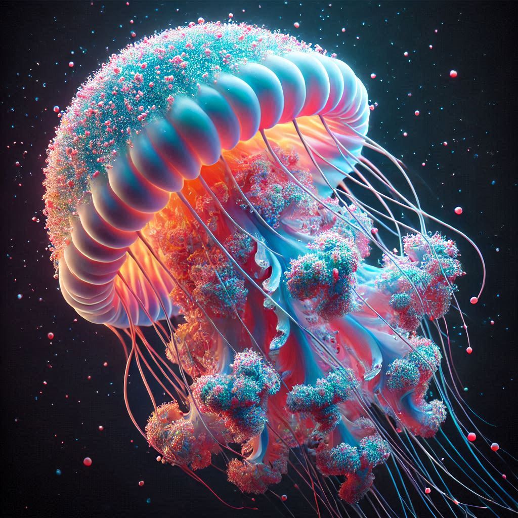 Ethereal Glow: 3D Jellyfish Underwater Art Jellyfish, 3D art, digital artwork, underwater, ocean ...