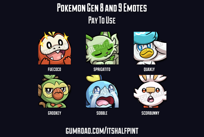 Cat Emotes and Pokemon Gen 8/9 Starters now available on Gumroad ...