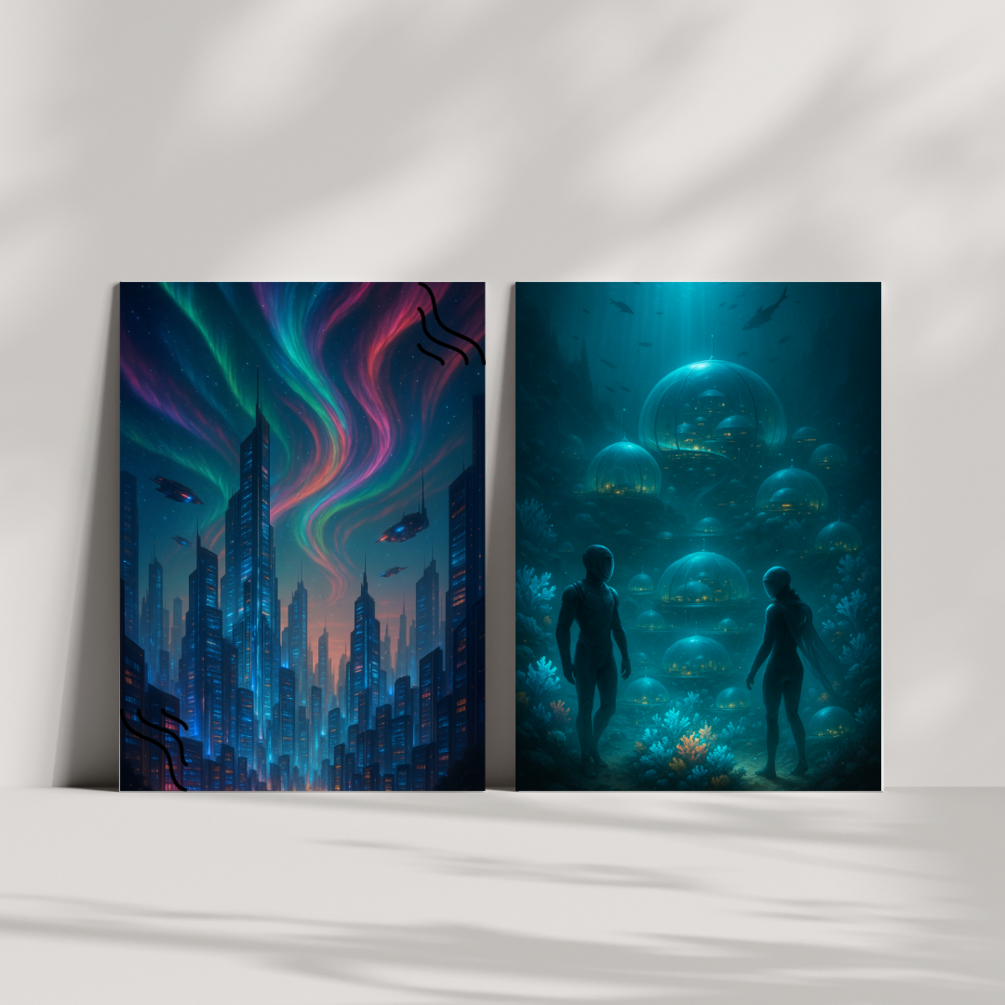 Cosmic Futurescapes – Futuristic Sci-Fi Wall Art Set | Digital Download ...