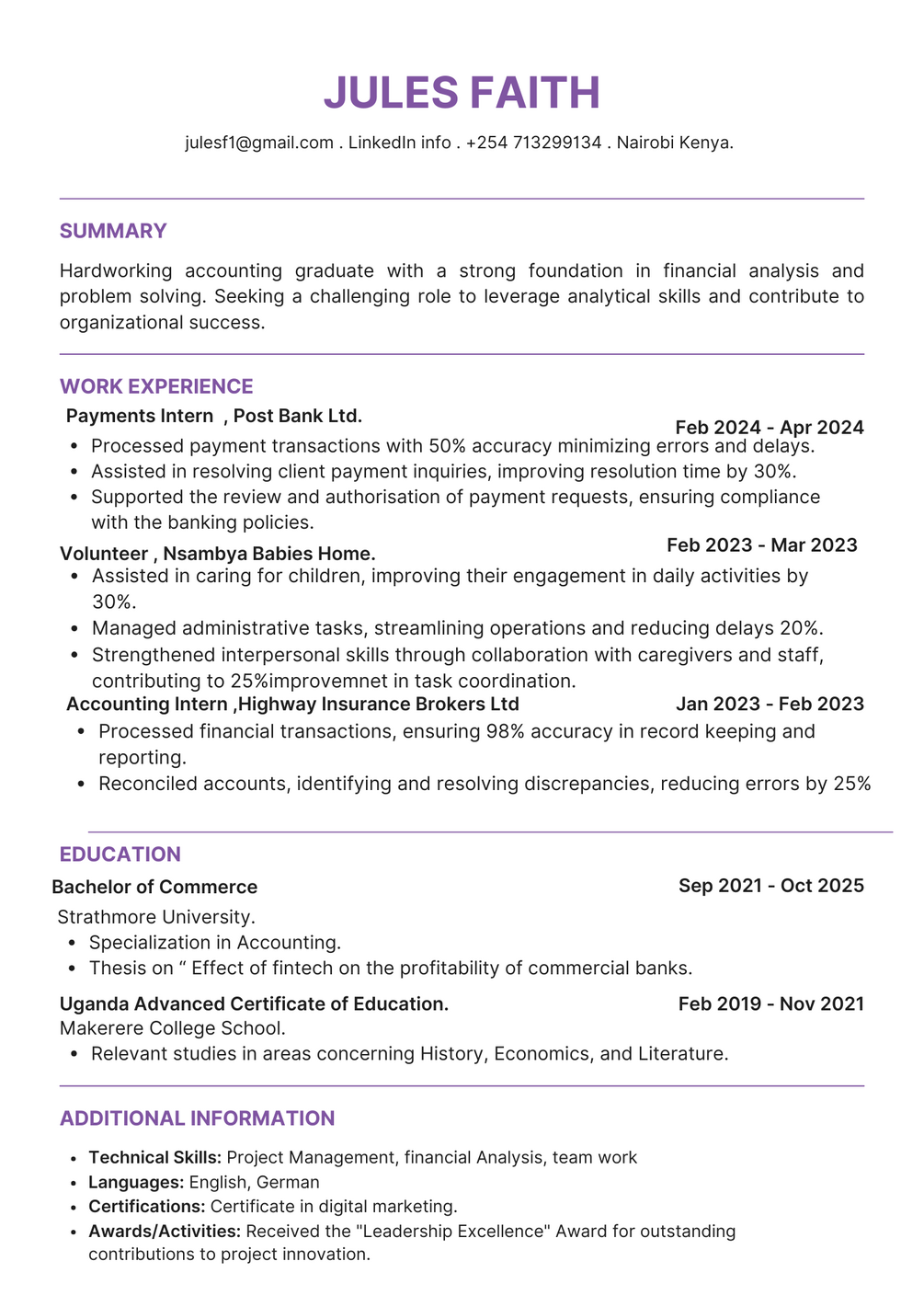Professional CV template