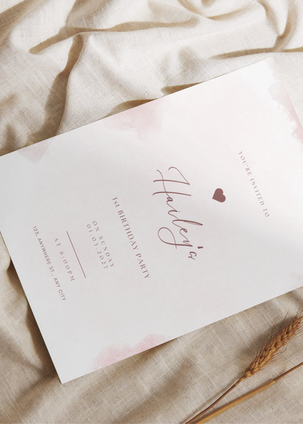 Delicate Pastel Pink Digital Invite - Feminine and Elegant