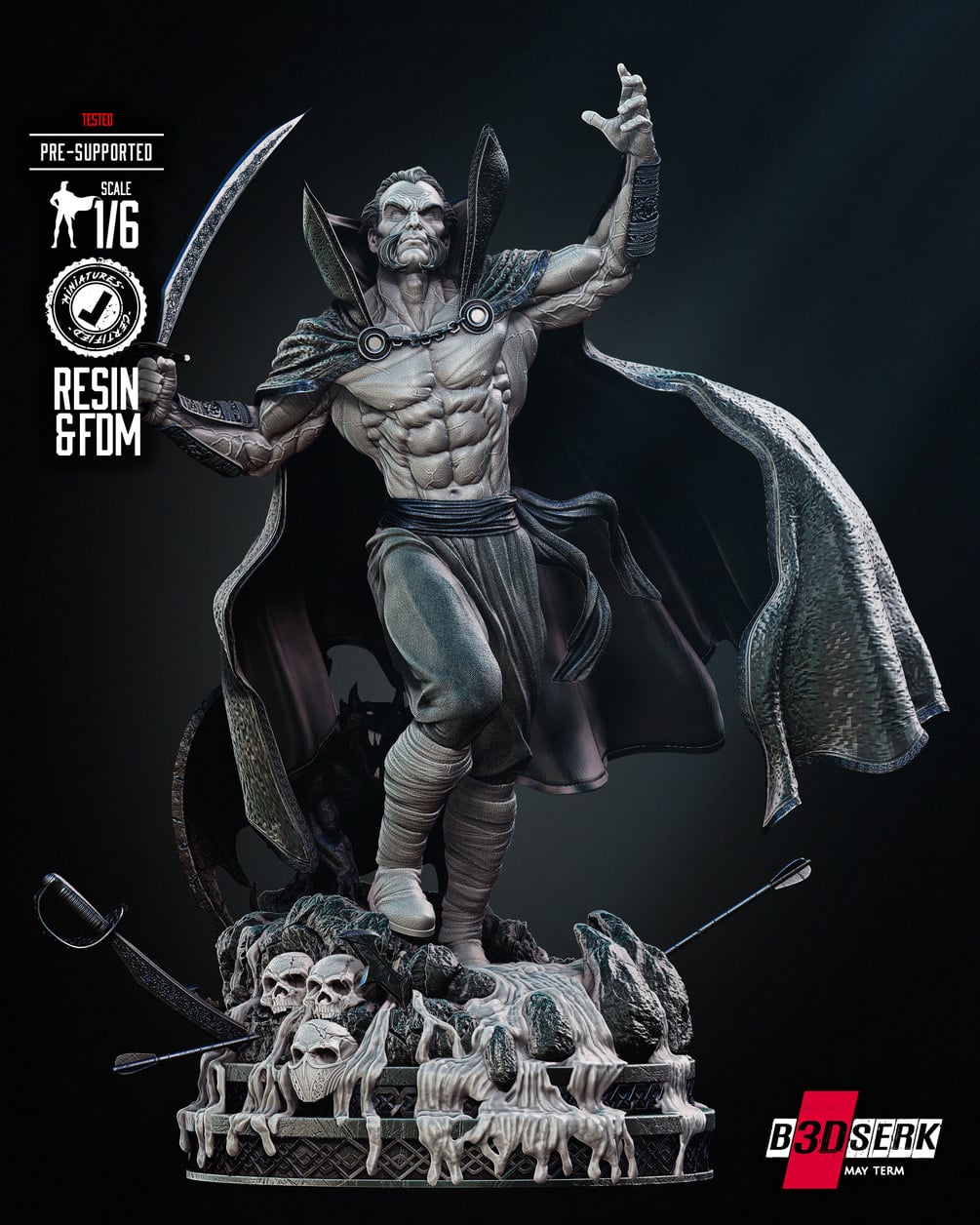 B3DSERK May term 2024 Ra's Al Ghul Sculpture ready for printing