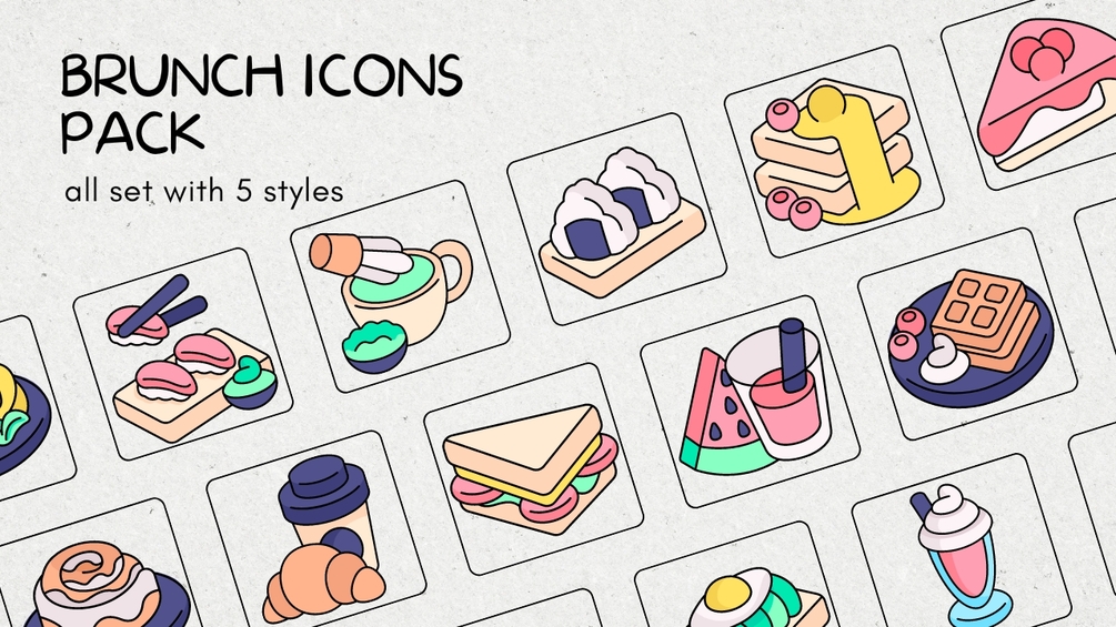 Brunch Doodle Icons Set