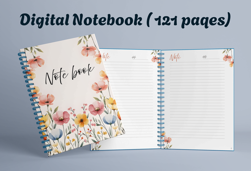 Flower-Themed Digital Notebook (6×8″) | Simple & Easy-to-Use Printable ...