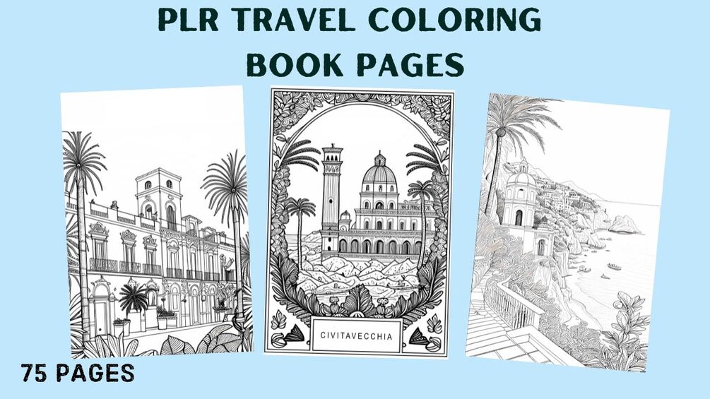PLR Travel Coloring Book Pages