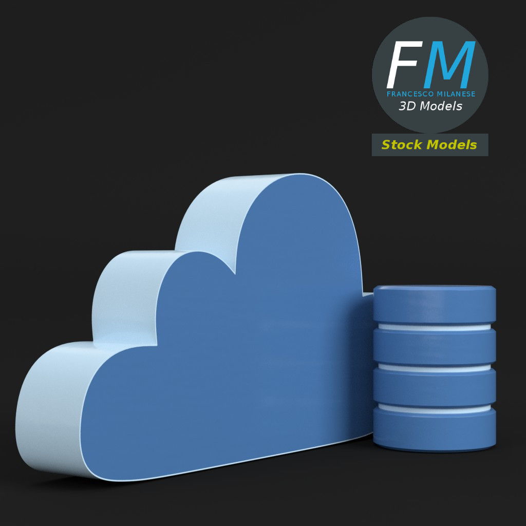 3D MODEL - Cloud storage icon