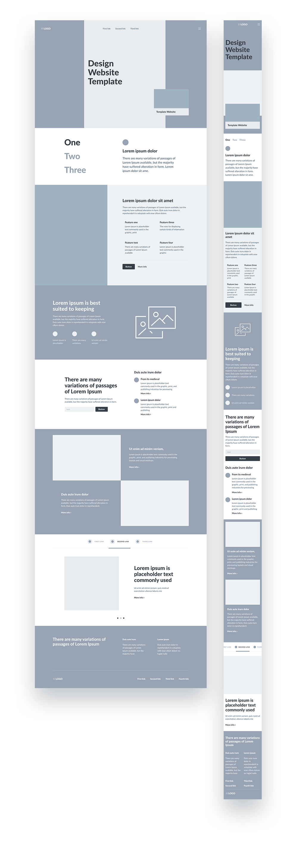 Landing Page Wireframe #75 (Light and Dark theme)