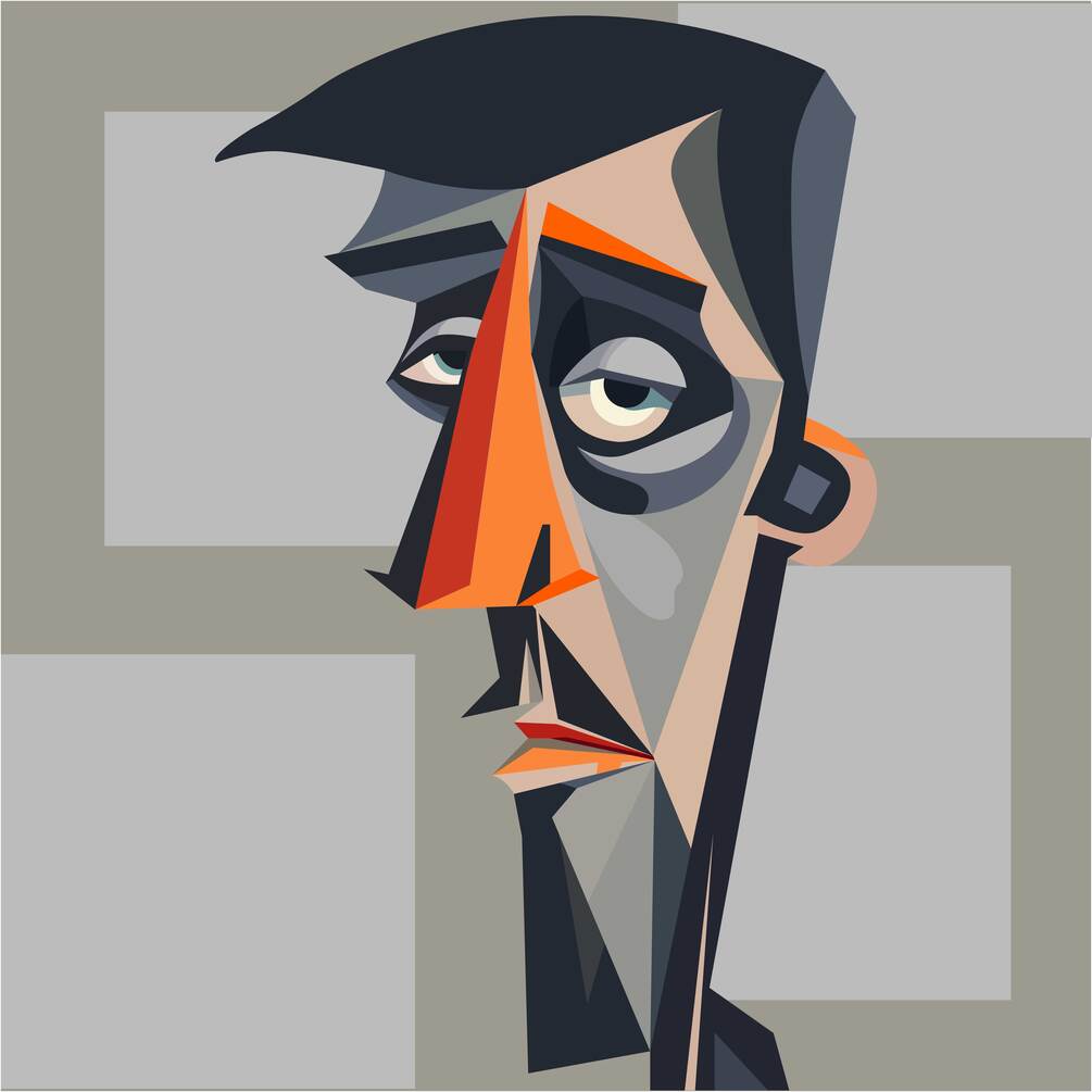 Flat design portrait with abstract shapes 33