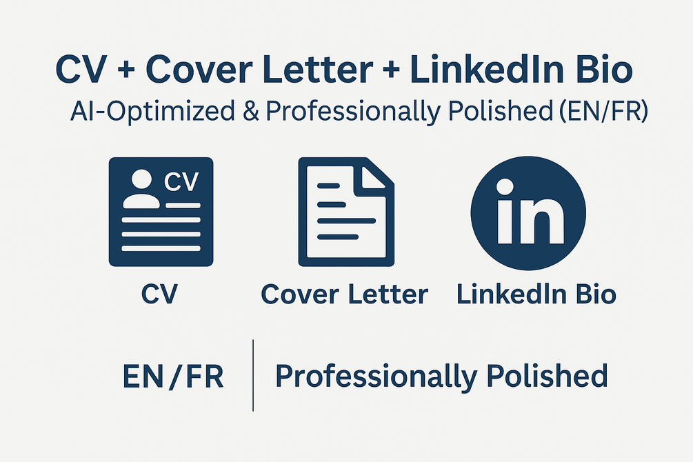 CV + Cover Letter + LinkedIn Bio — AI-Optimized & Professionally ...