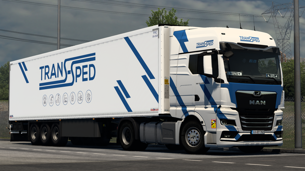 TRANS-SPED skin for MAN TGX 202O & Schmitz frigo. ETS2