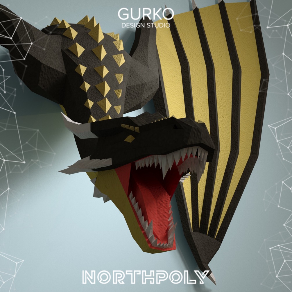 Papercraft Dragon Crawling Out Of The Wall, Pdf, Gurko, Pepakura ...