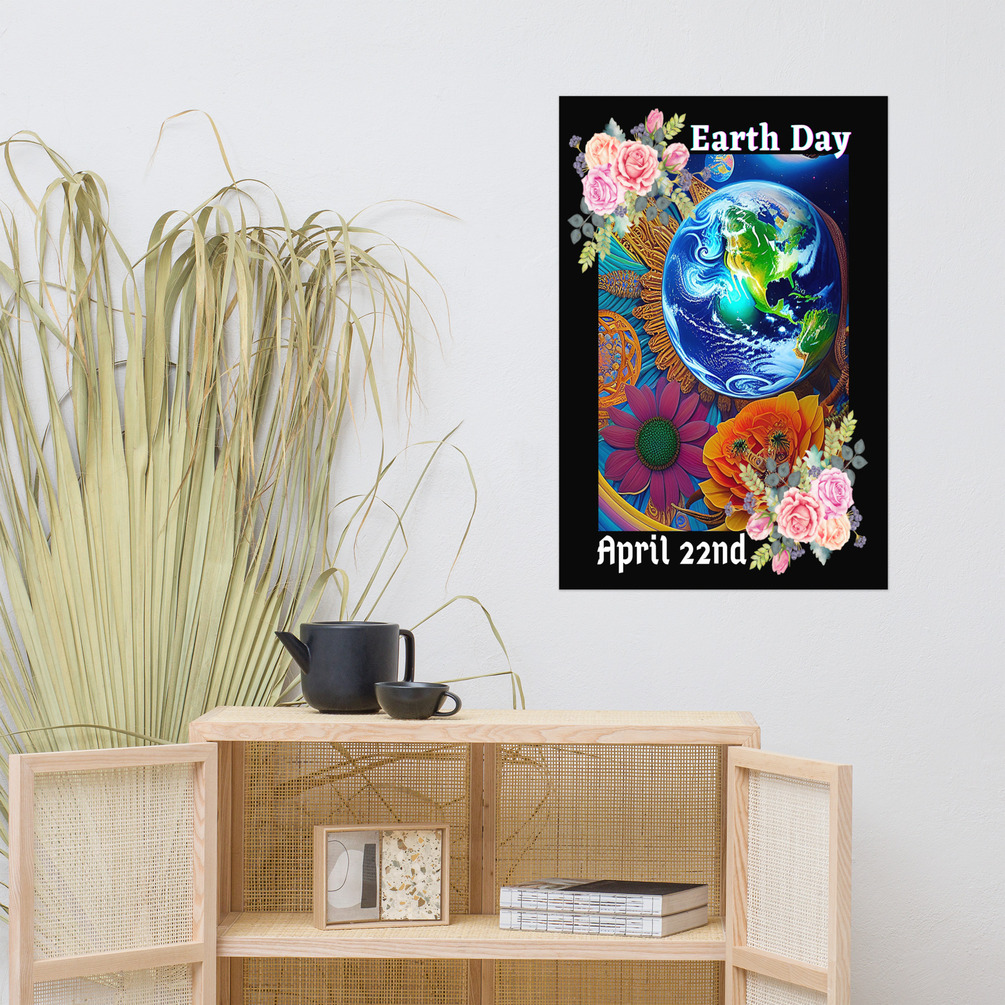 Opaque Matte Poster- Floral Annual Event Earth Day April 22nd-Size 24X36".