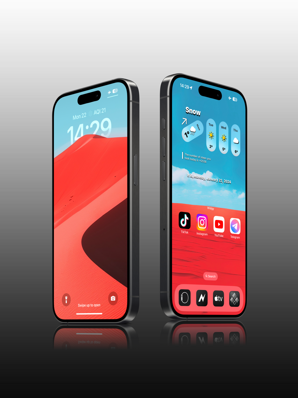 iphone Red desert blue sky wallpaper widget