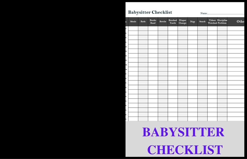 BABYSITTER CHECKLIST