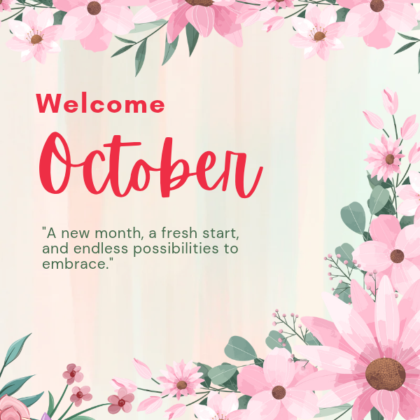 Welcome October Card | Autumn Vibes Digital Greeting | Printable Fall ...